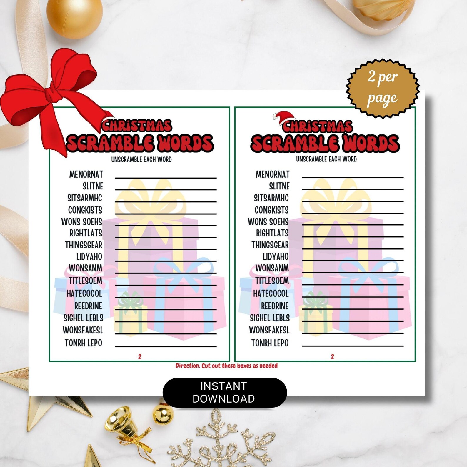 Printable Christmas Word Scramble Game: Holiday Party Activity (PDF) - Etsy