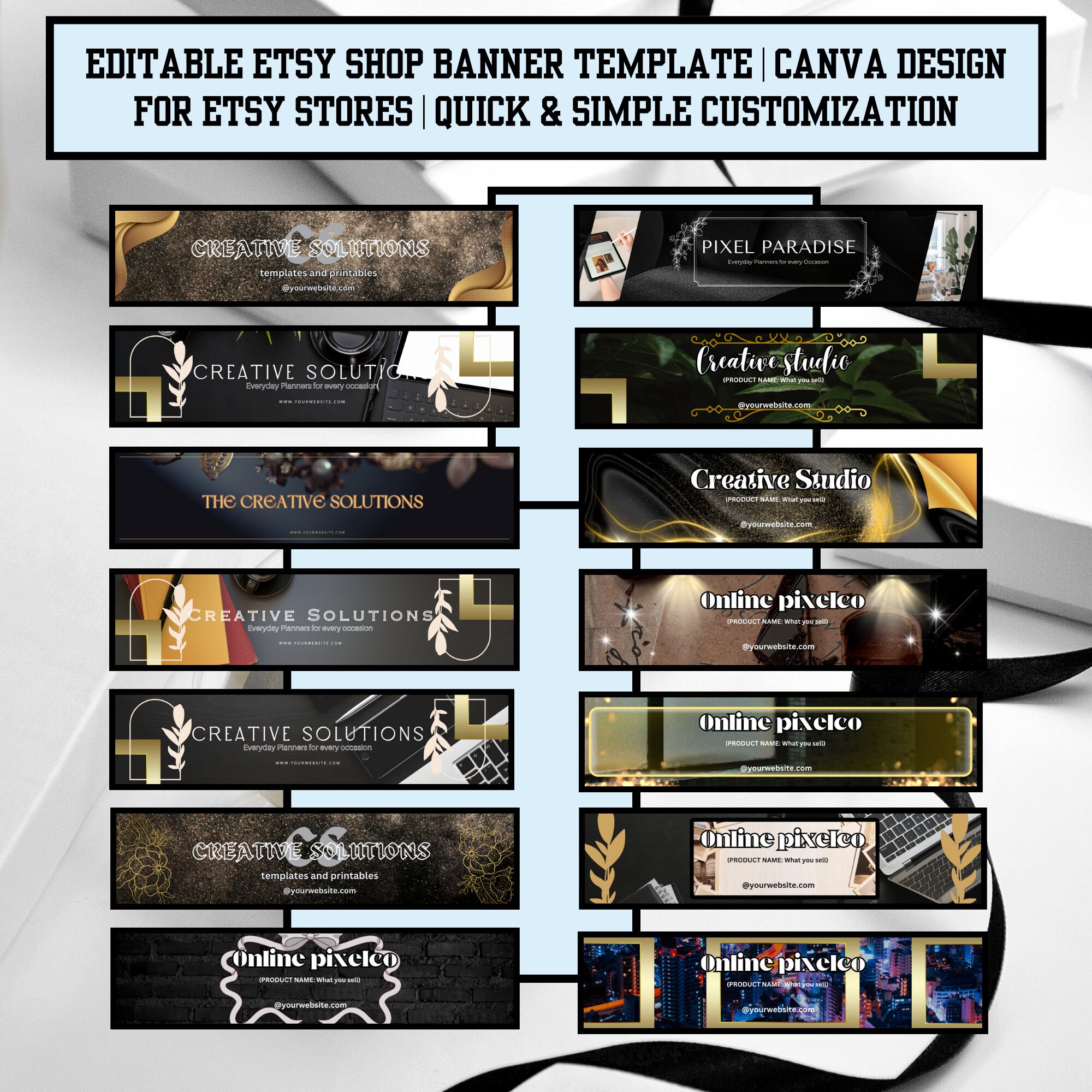40 Dark Themed Etsy Shop Banner Kit Templates, Done for You Etsy Store ...