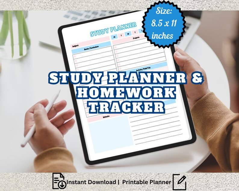 Kids Study Planner Printable Homework Organizer Student Study Planner ...