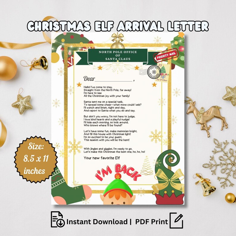 Christmas Elf Arrival Letter, Elf Arrival Letter From Santa, First Time ...