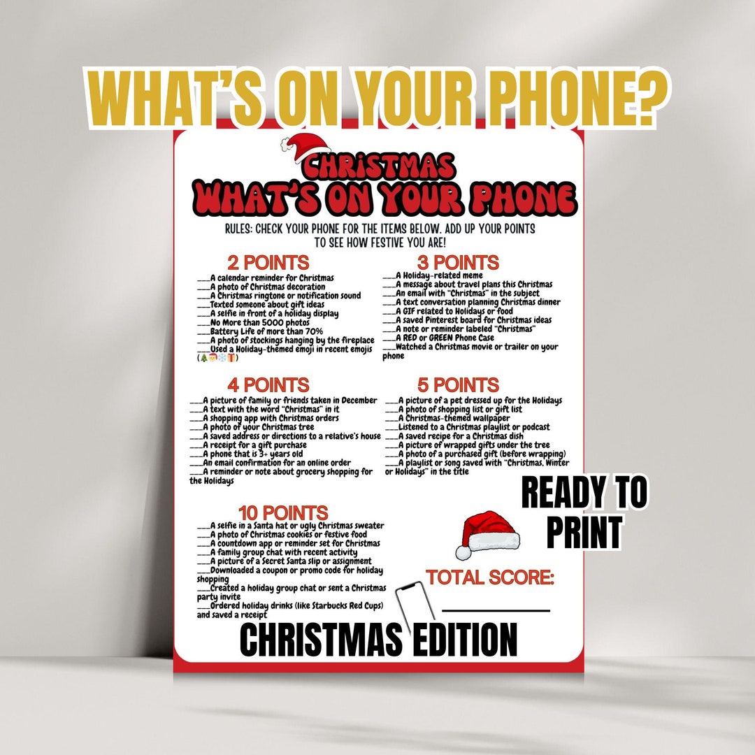 What’s on Your Phone Christmas Game, Phone Scavenger Hunt, Ice Breaker ...