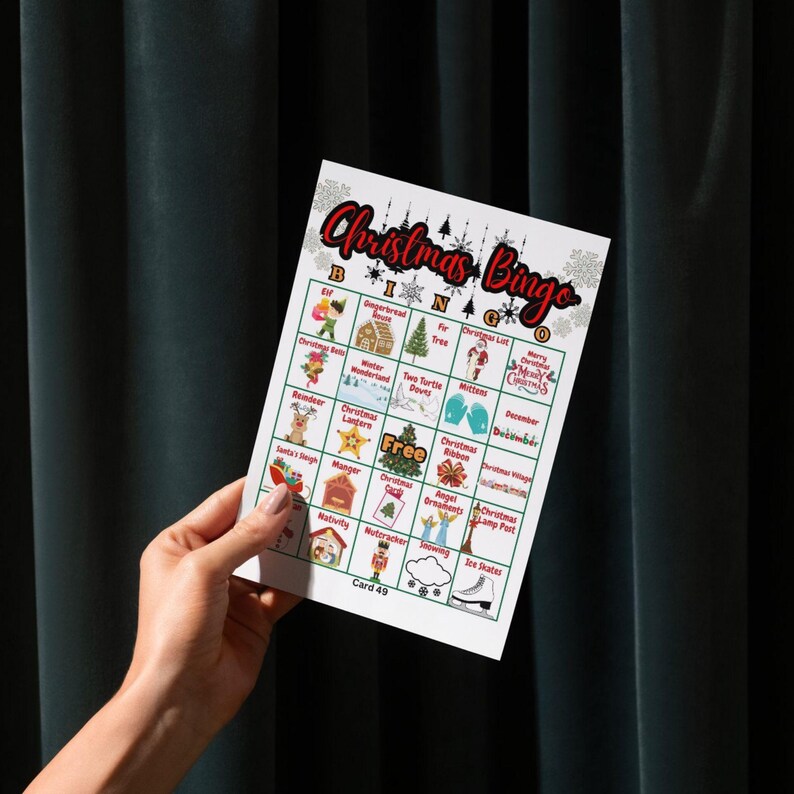 Printable Christmas Bingo Cards Game,family Reunion Games,work Holiday ...