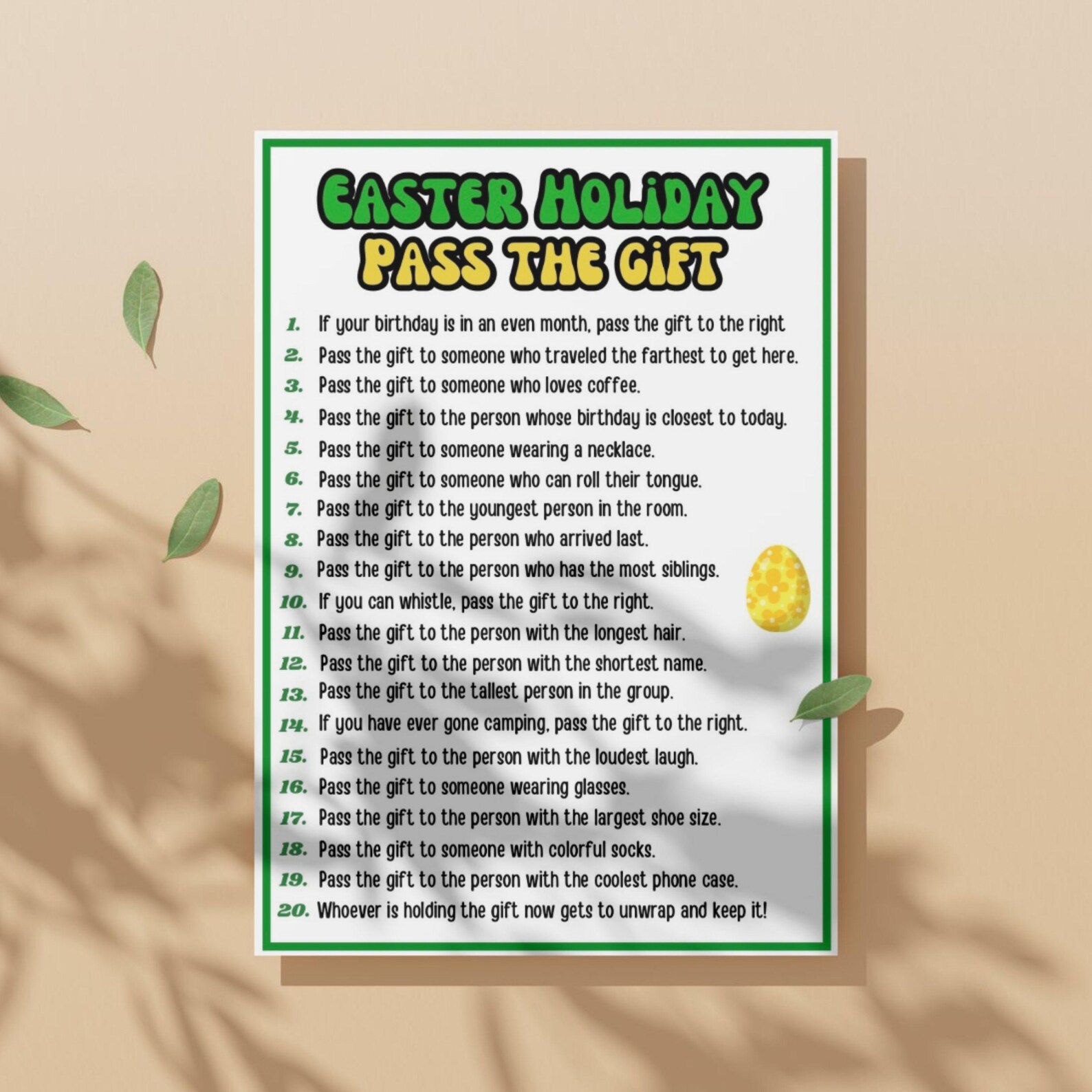 Easter Pass the Gift Game Easter Pass the Egg, Fun Easter Party Game ...