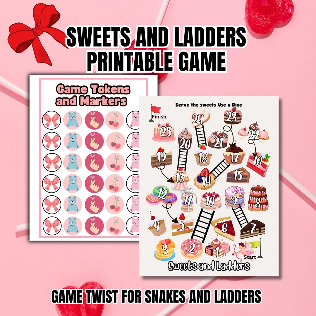 Birthday Dice Game Sweets and Ladders Printable Board Game Kids Tween ...