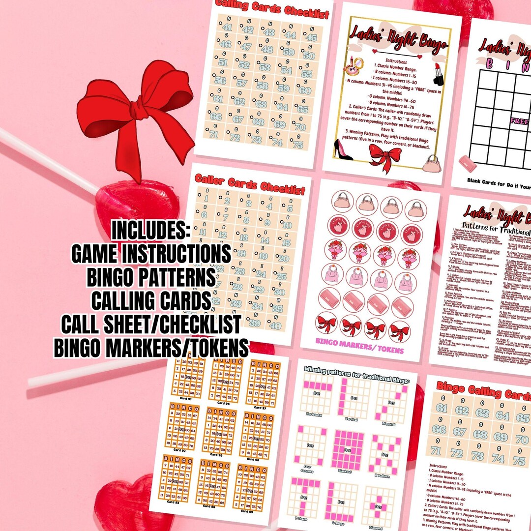 Ladies' Night Bingo Game: Galentine's Party (printable PDF) - Etsy