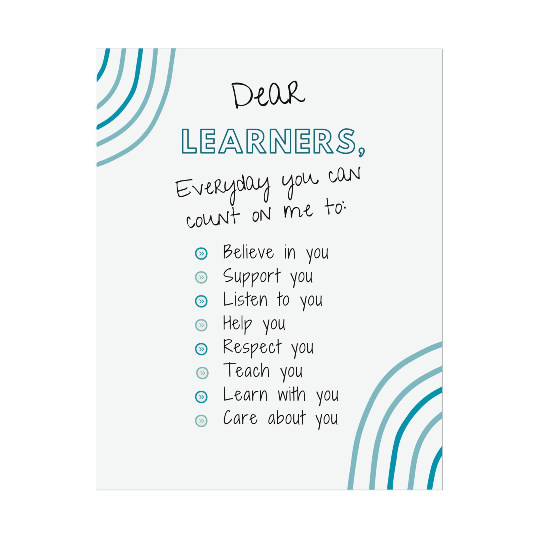 Classroom Poster Dear Learners, Students, Children, or Classroom - Etsy