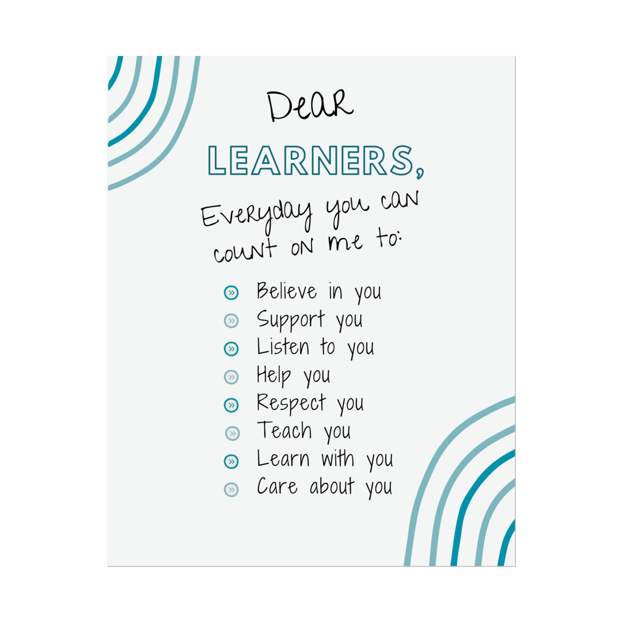 Classroom Poster Dear Learners, Students, Children, or Classroom - Etsy