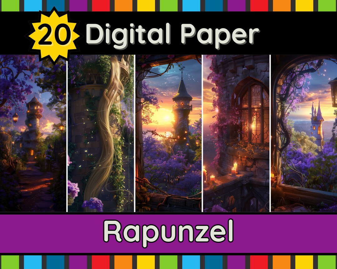 Rapunzel Background Backdrop Photo booth Digital paper Fairy Tale ...