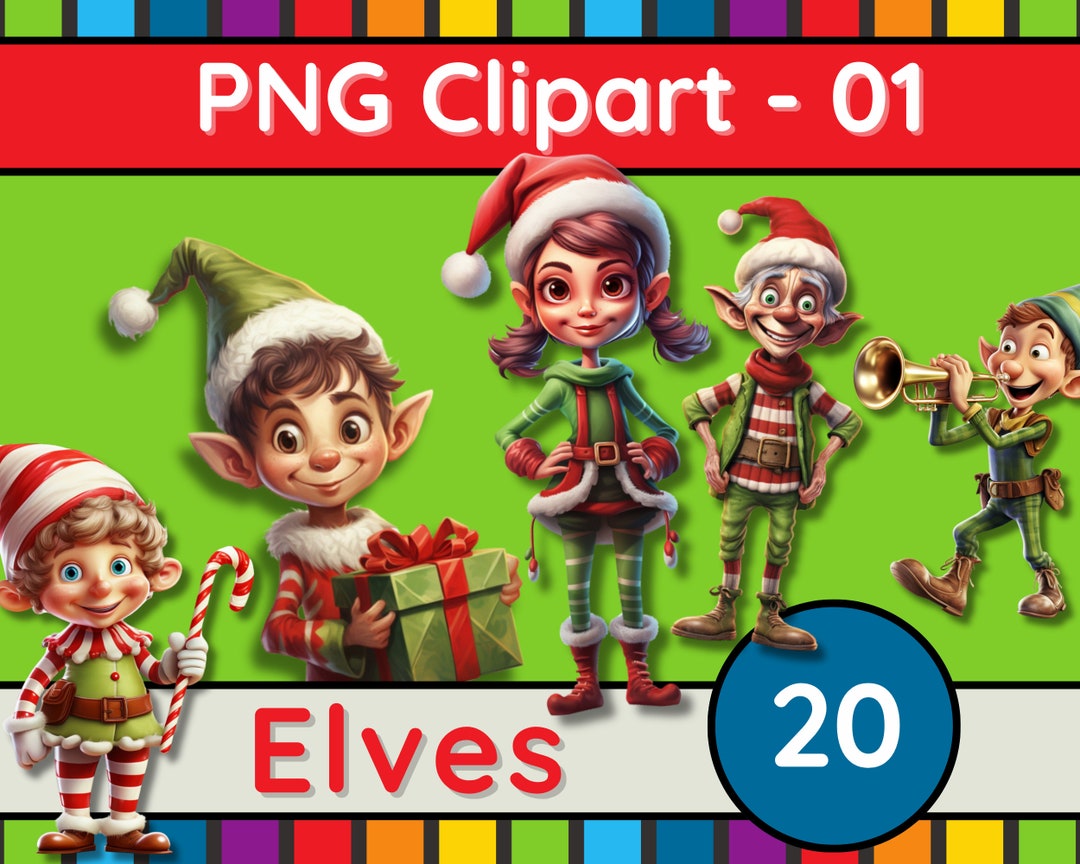 Christmas Elves Clipart: PNG Transparent Images (digital Download) - Etsy