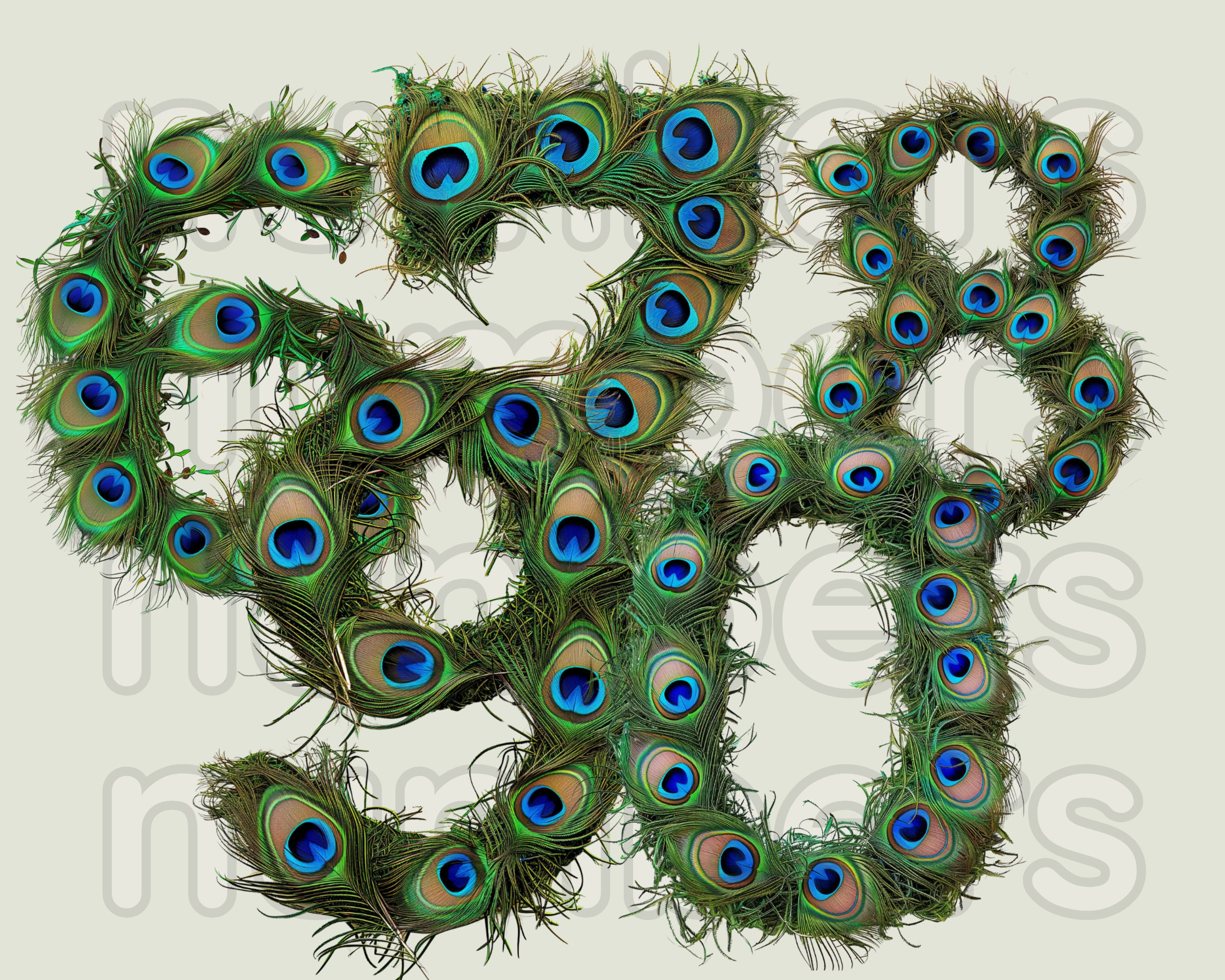 0 to 9 Clipart Font Typography Numbers Peacock Feather PNG Transparent ...