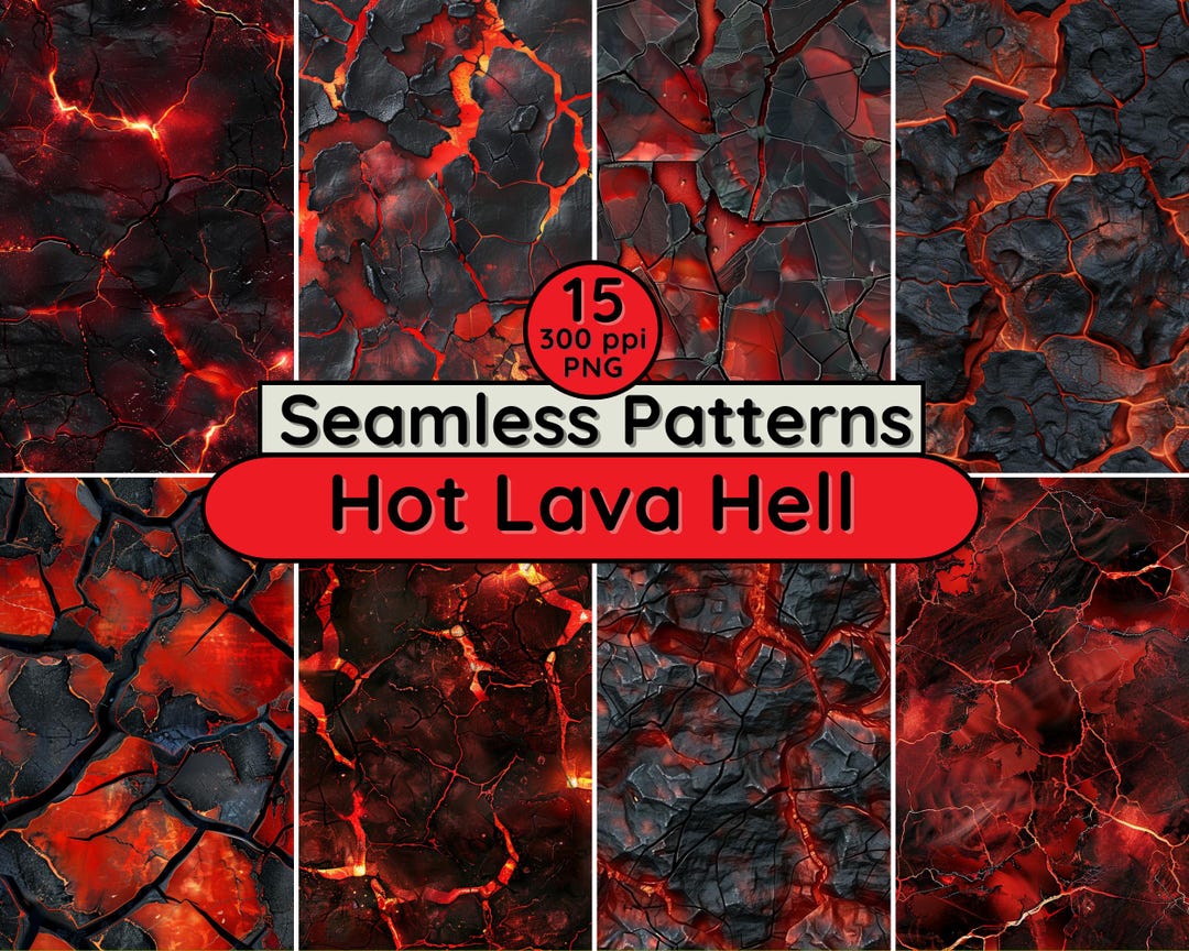 Hot Lava Hell Seamless Pattern: Dark Red Horror Background (PNG Digital ...