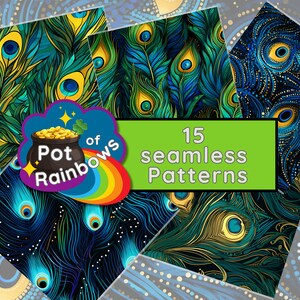 Seamless PNG Digital Patterns Peacock Background Scrapbook Invite ...