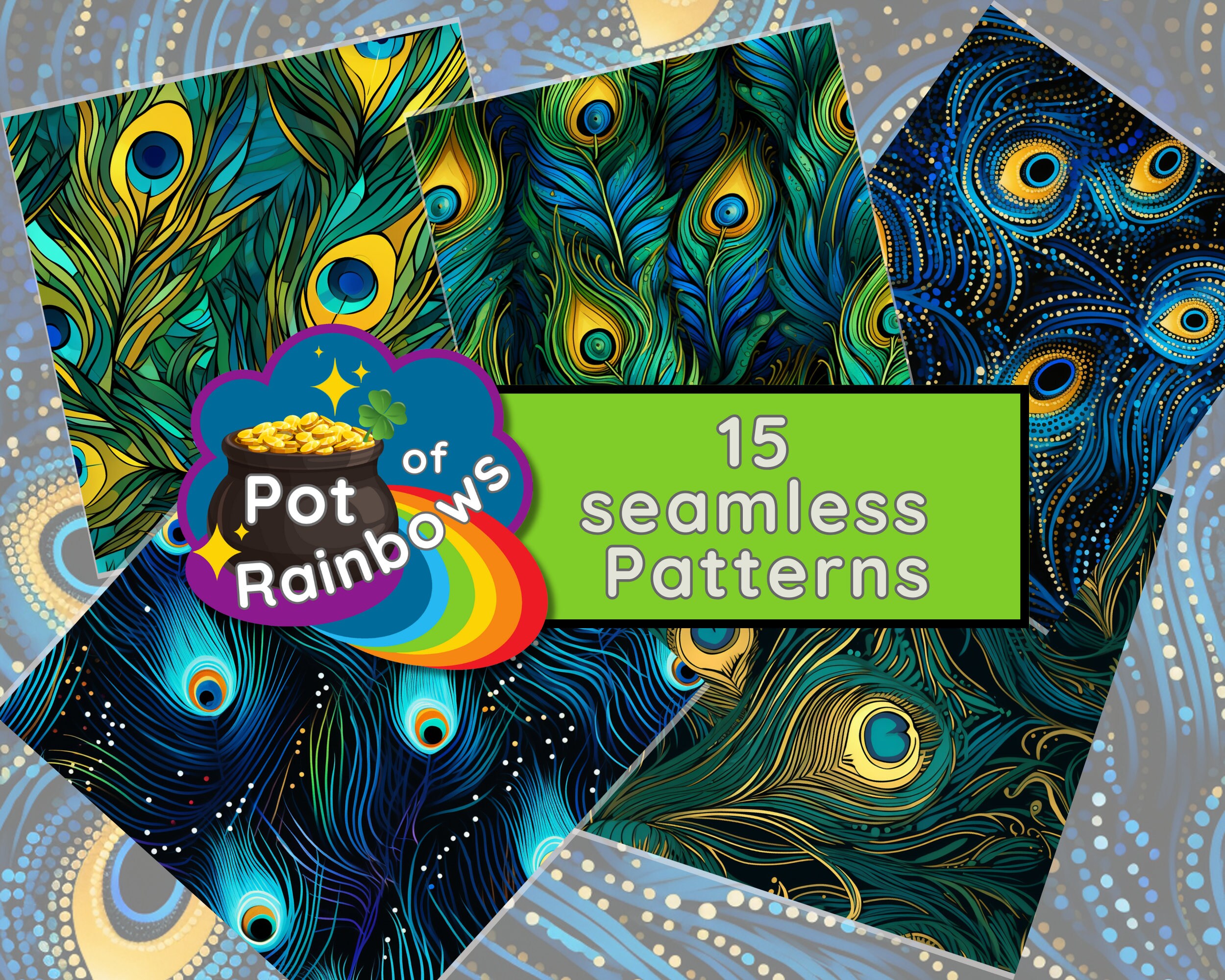 Seamless PNG Digital Patterns Peacock Background Scrapbook Invite ...