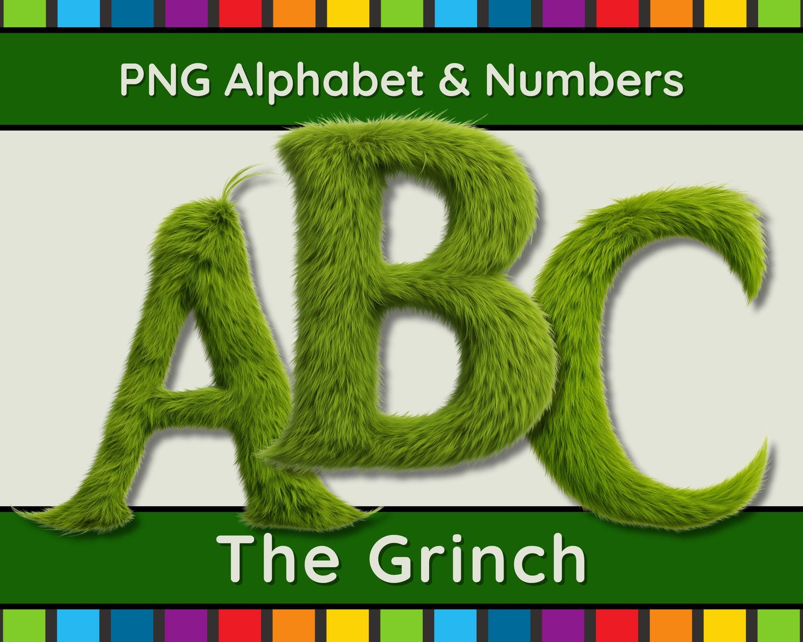 The Grinch Font Clipart: Christmas A-Z Letters & 0-9 Numbers (digital ...