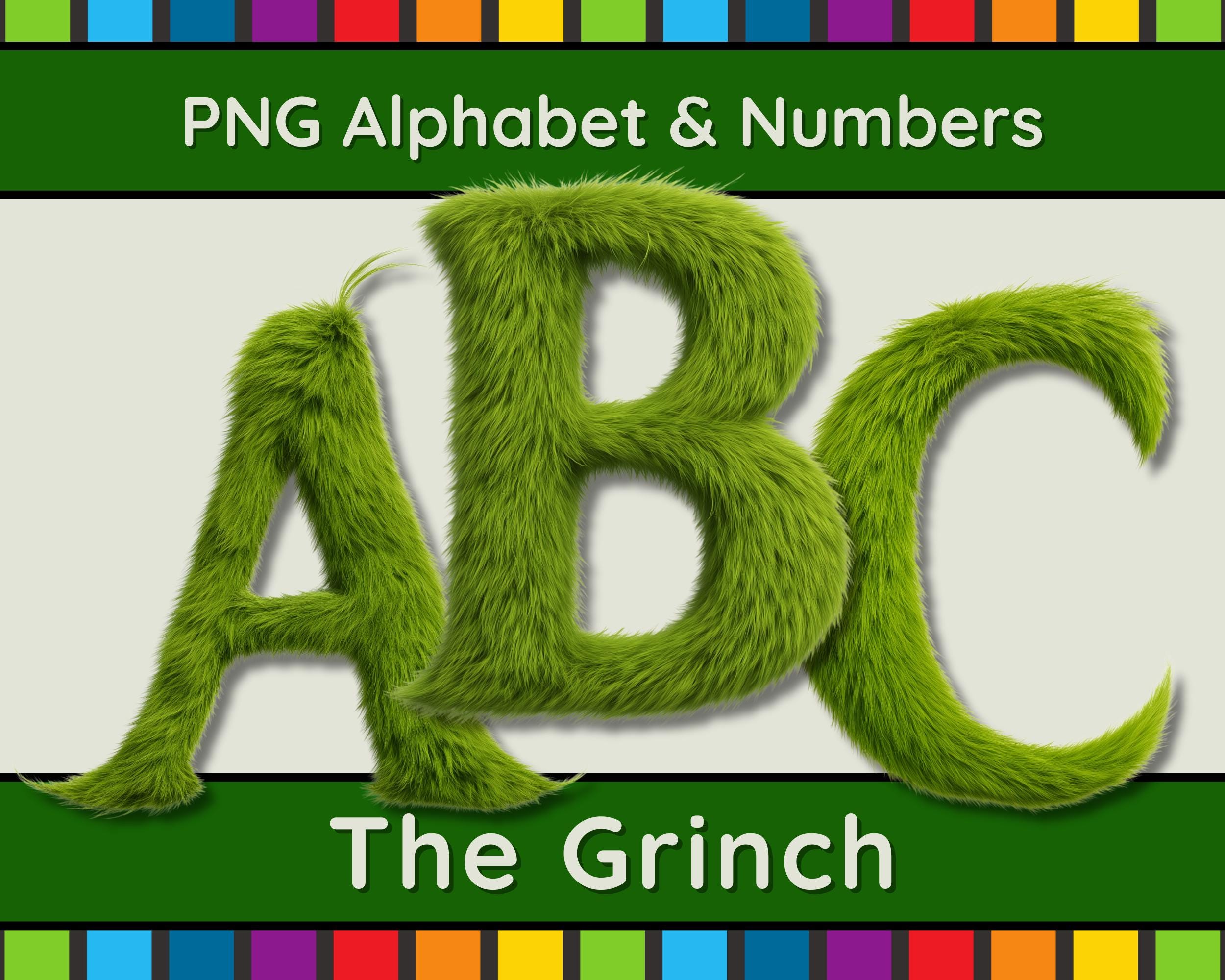 The Grinch Font Clipart: Christmas A-Z Letters & 0-9 Numbers (digital ...