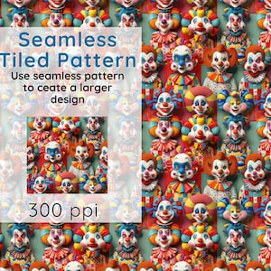 Clown Carnival Circus Seamless Patterns PNG Background Printable ...