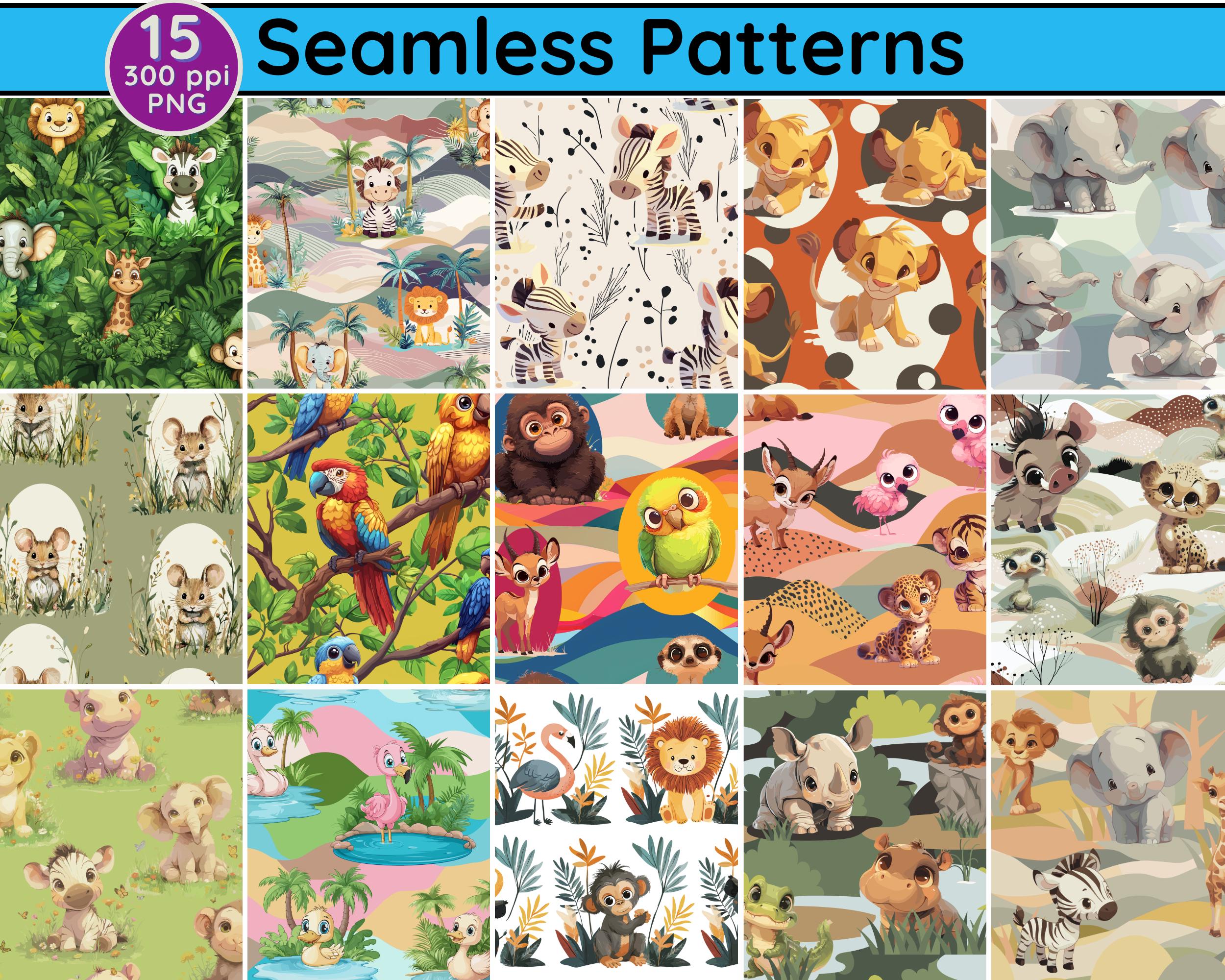 Safari Animals Seamless Pattern: Jungle PNG (digital Download) - Etsy
