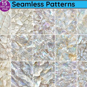 Mother of Pearl Seamless Patterns: Iridescent PNG Backgrounds (digital ...