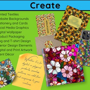 Stained Glass Flowers Seamless Patterns: Spring Digital Paper (PNG) - Etsy