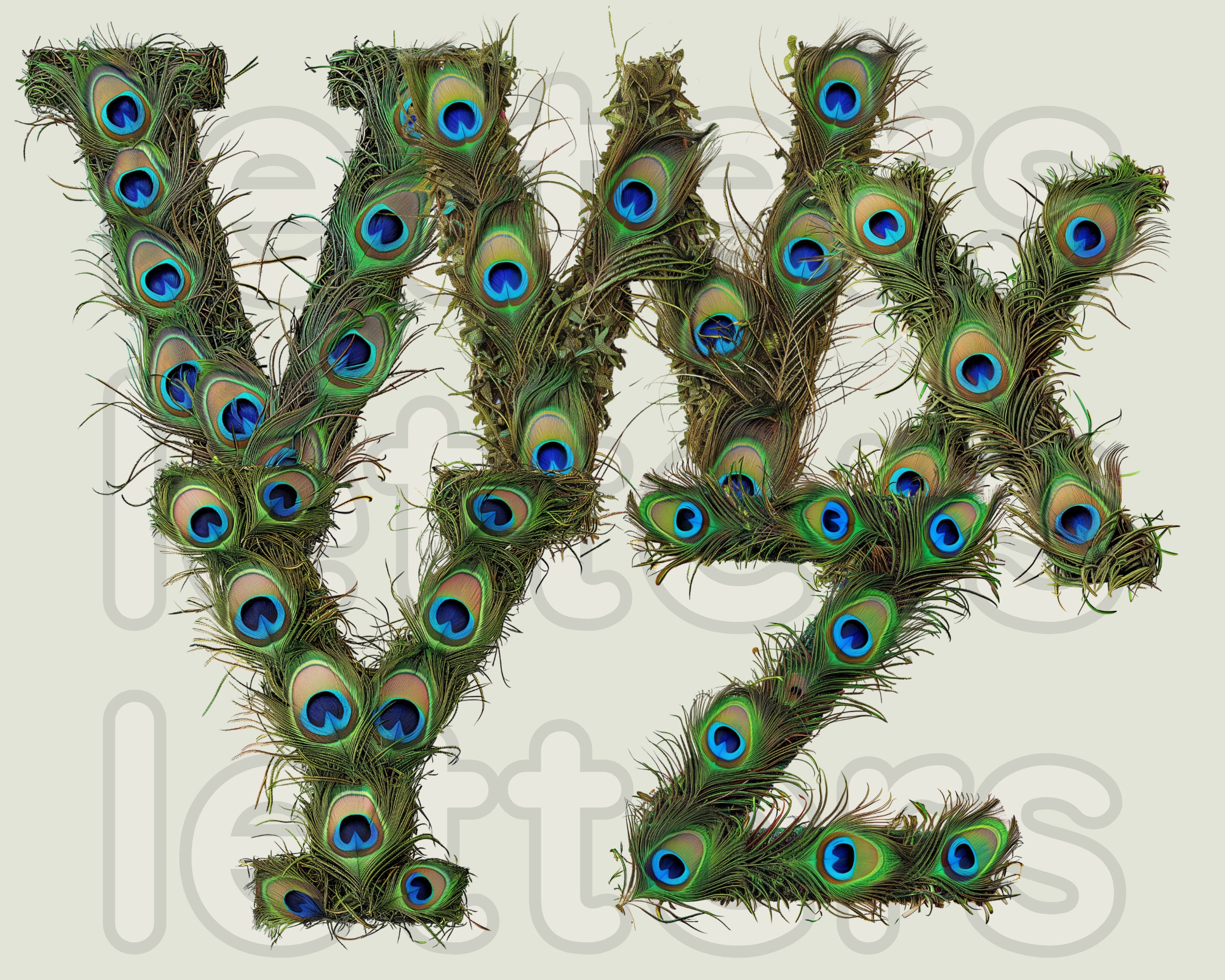 A to Z Clipart Font Peacock Typography Uppercase Alphabet Letters PNG ...