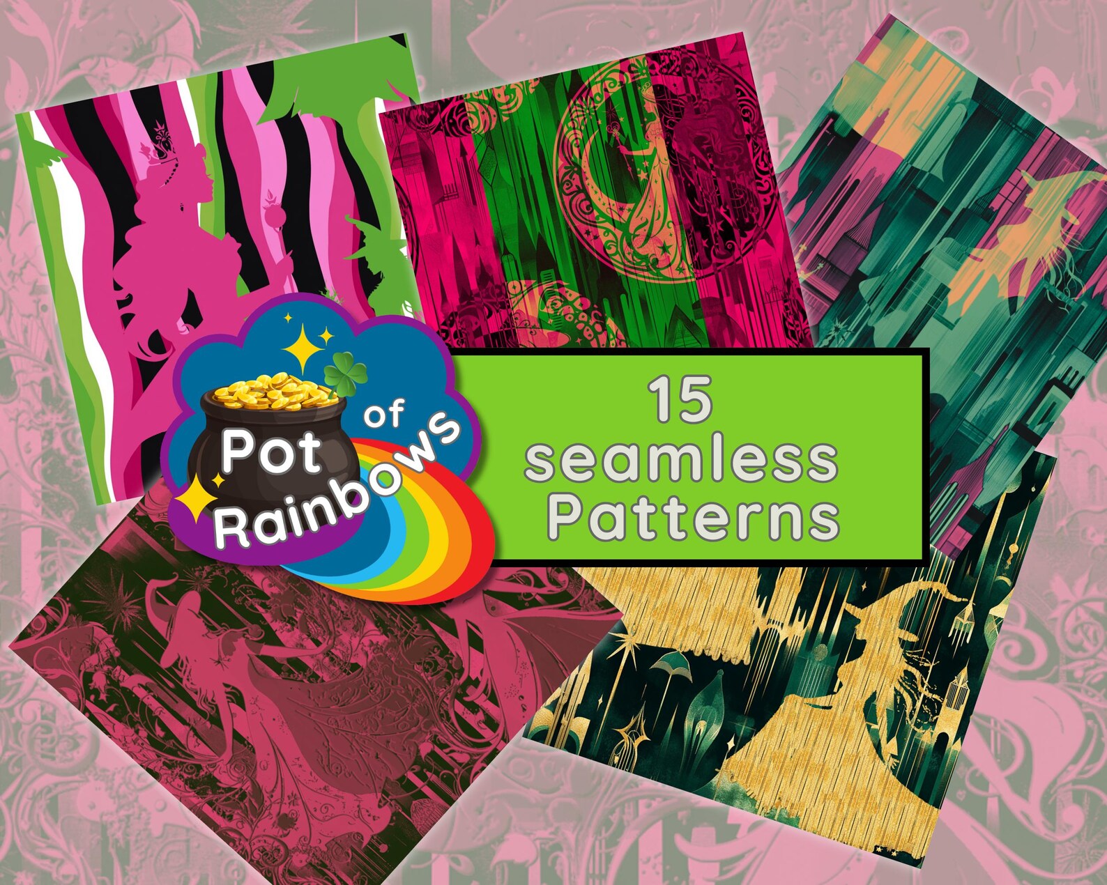 Wicked Witch Seamless Patterns: Wizard of Oz Fabric Design (PNG Digital ...
