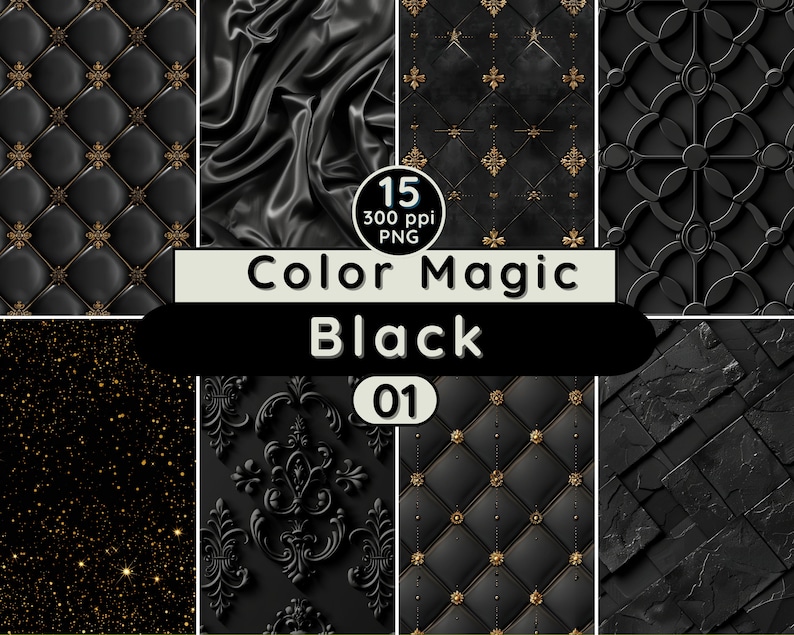 Seamless Patterns Luxury Black PNG Background Instant Download for Card ...