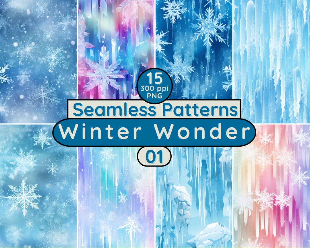 Seamless PNG Frozen Icicles Winter Ice Snowflake Digital Patterns ...