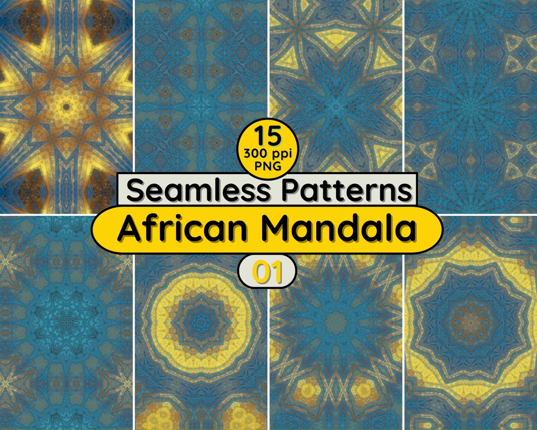 Seamless Patterns African Tribal Mandala Kaleidoscope PNG Background ...