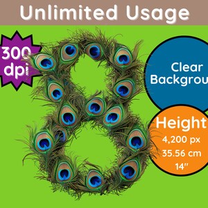 0 to 9 Clipart Font Typography Numbers Peacock Feather PNG Transparent ...