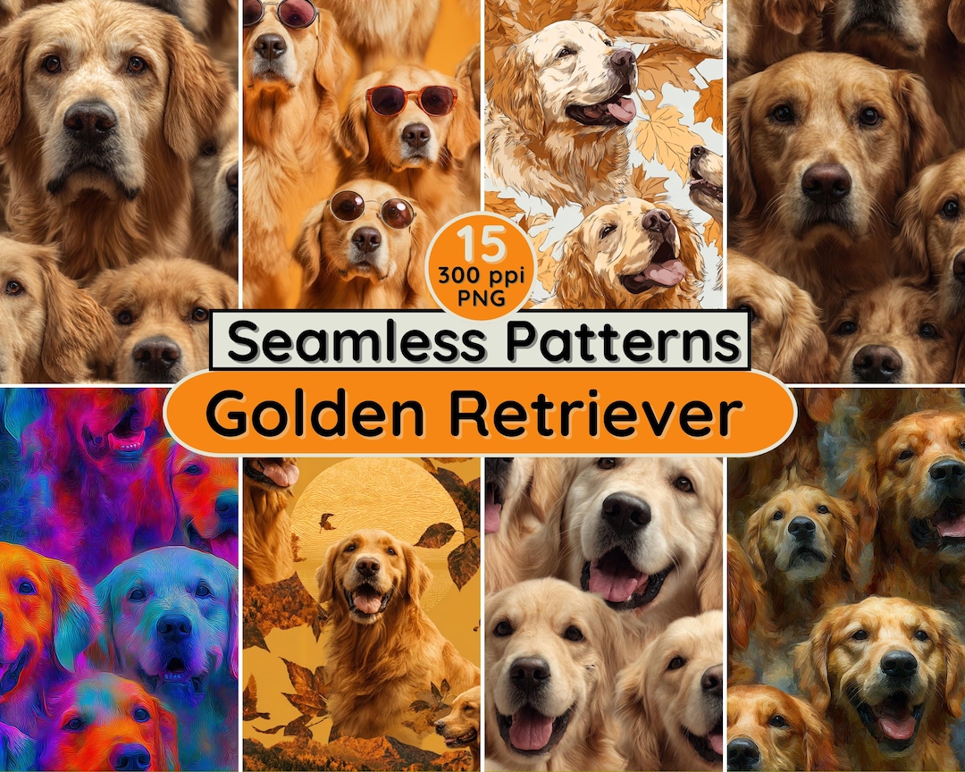 Golden Retriever Seamless Pattern: Commercial Use Background (digital ...