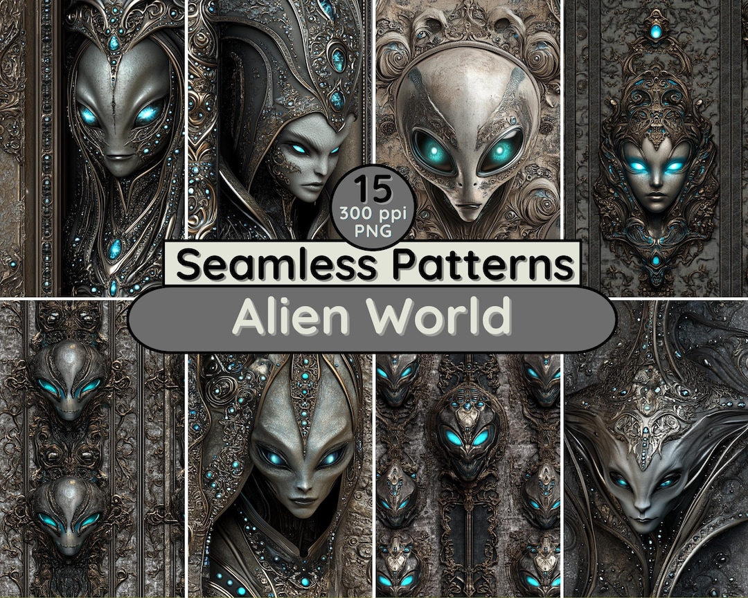 Alien World Seamless Patterns Sci-fi Alien Extraterrestrial Futuristic ...