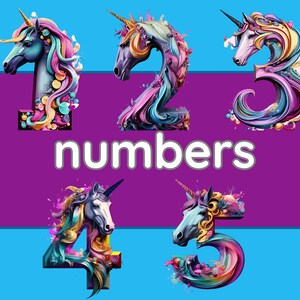 Unicorn Alphabet Clipart: A-Z Letters & 0-9 Numbers (PNG Digital ...