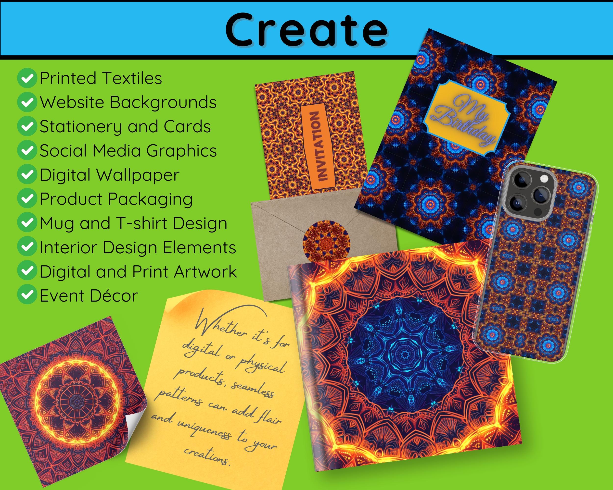 Mystical Mandala Seamless Patterns: Psychedelic Geometric Print (PNG ...