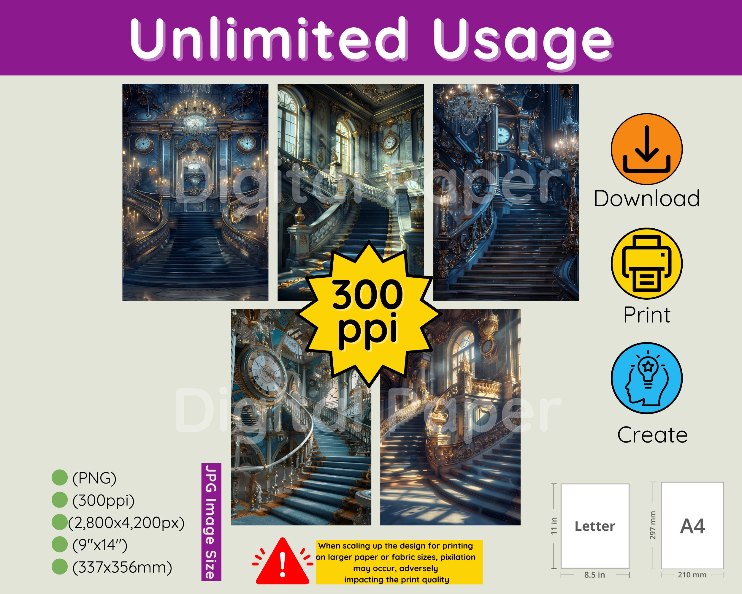 Cinderella Inspired Background Backdrop Digital Paper Fairy Tale ...