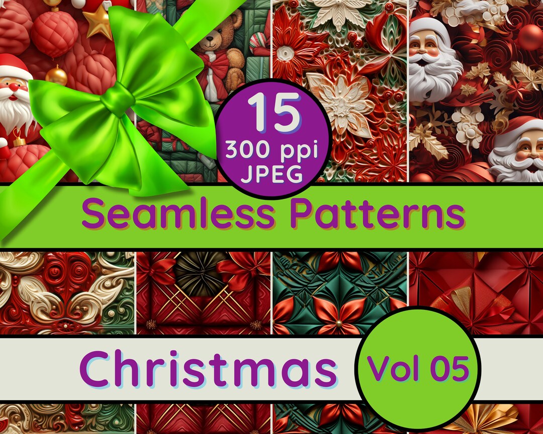 Christmas in July Seamless Digital Patterns Background Holiday DIY ...