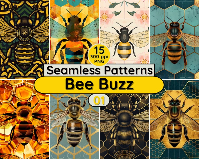 Seamless Patterns Bees PNG Background Printable Download for Card ...