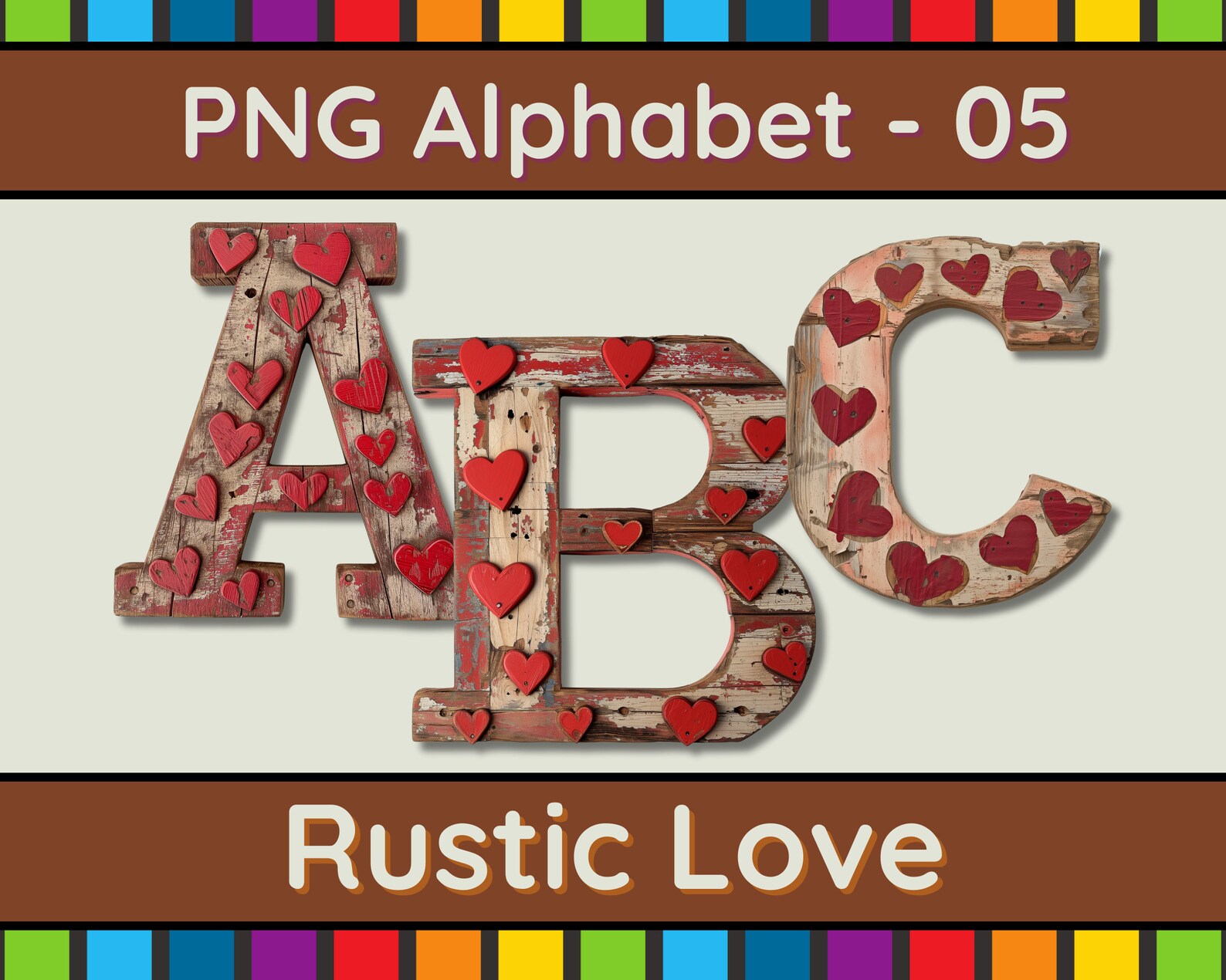 Alphabet Rustic Valentine Love A to Z Clipart Font Typography Uppercase ...