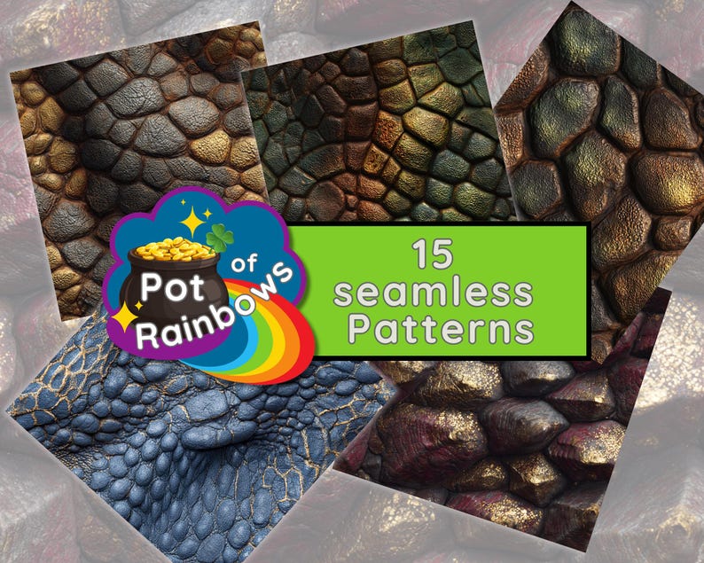 Dinosaur Skin Seamless Pattern: Jurassic Reptile Texture (PNG Digital ...