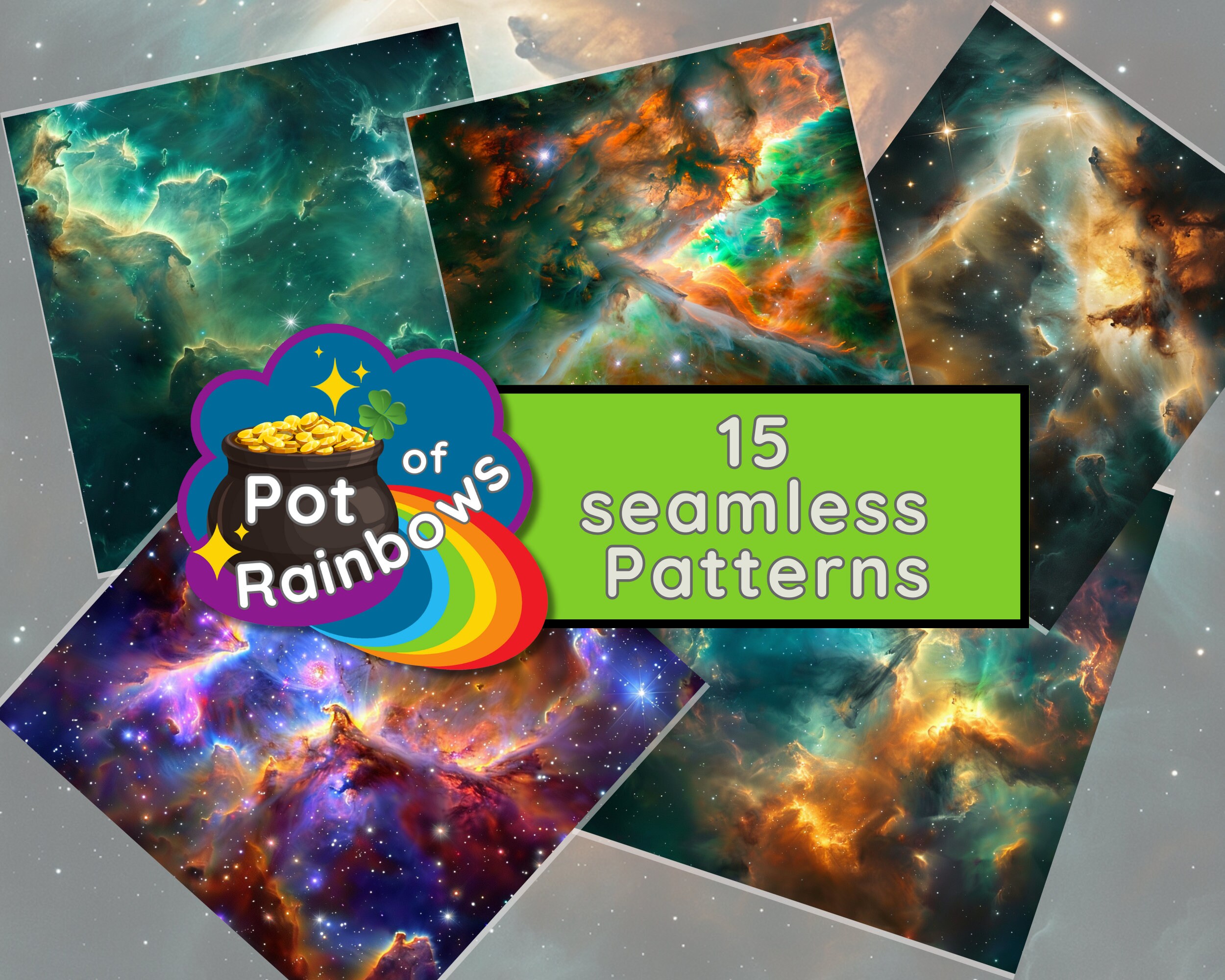 Galaxy Nebula Seamless Patterns: James Webb Telescope PNG Backgrounds ...