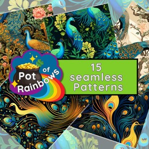 Seamless PNG Digital Patterns Peacock Background Scrapbook Invite ...