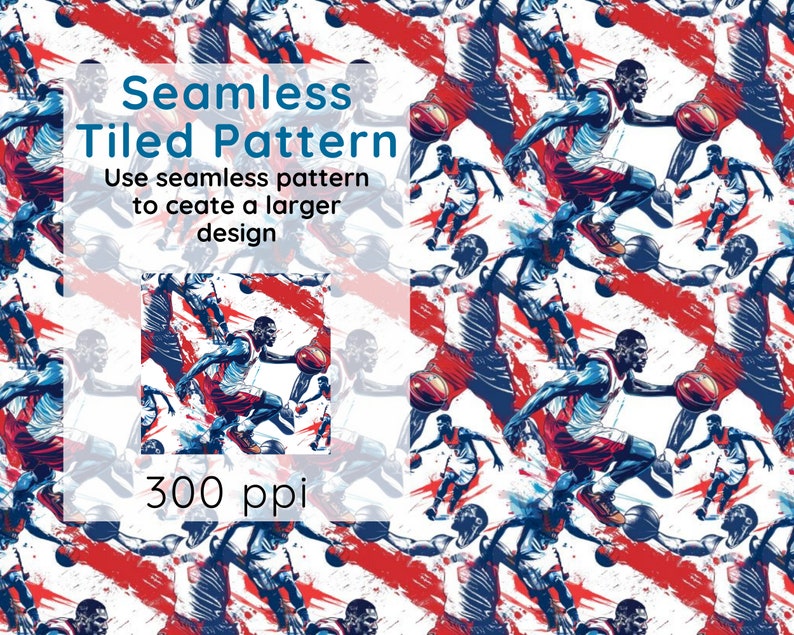 Basketball NBA Seamless Patterns: Sports PNG Background (digital ...