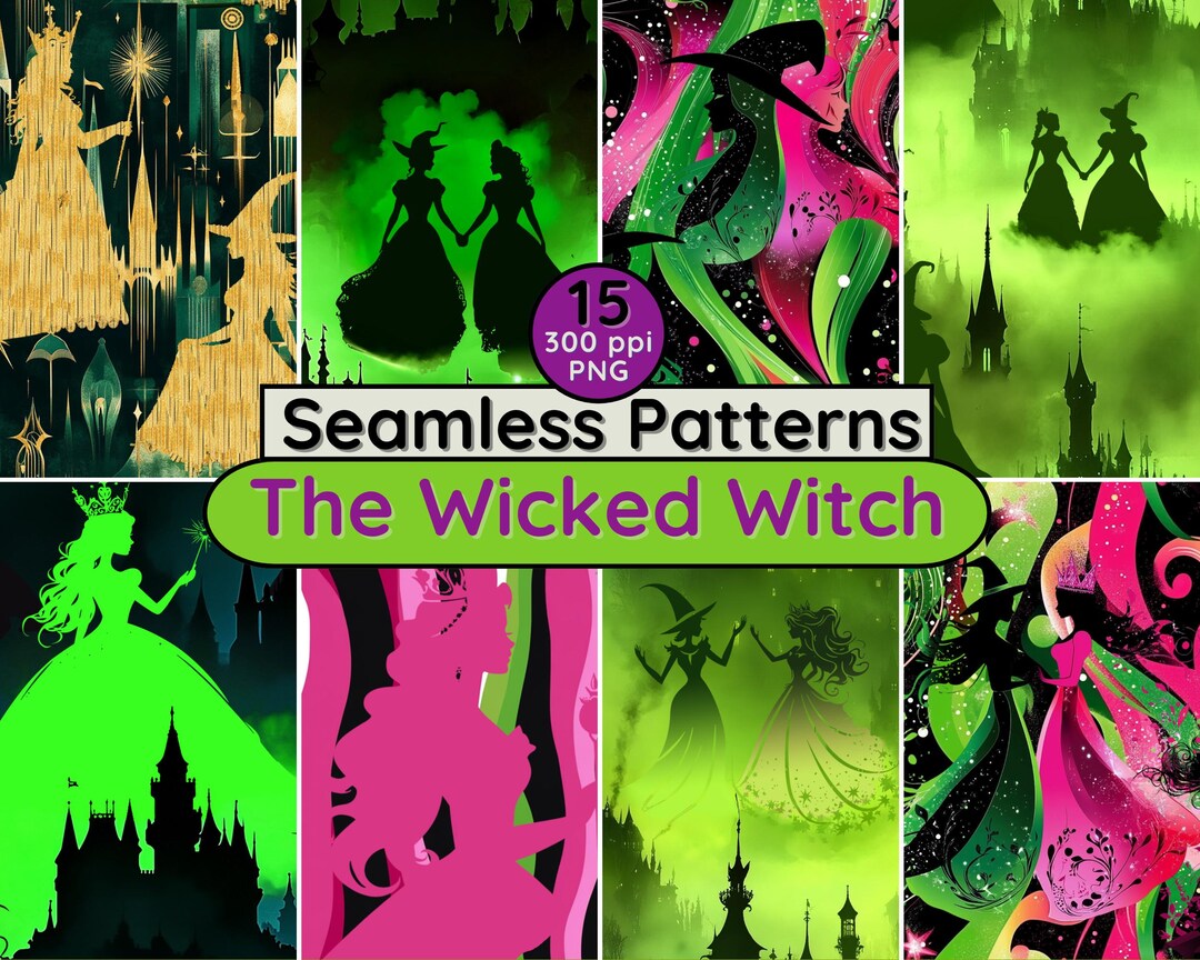 Wicked Witch Seamless Patterns: Wizard of Oz Fabric Design (PNG Digital ...
