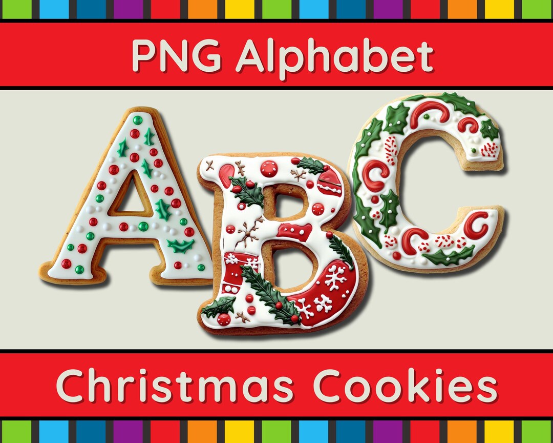 Christmas Cookie Font Clipart: A-Z Letters & 0-9 Numbers (digital ...