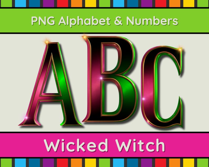 Wicked Witch Font Clipart: A-Z Letters & 0-9 Numbers (digital Download ...