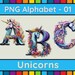 UNICORN Alphabet A to Z Clipart Uppercase Letters and Numbers 0 to 9 ...