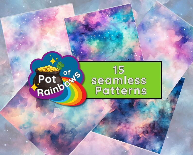 Starry Sky Seamless Patterns: Galaxy Nebula PNG Backgrounds (digital ...