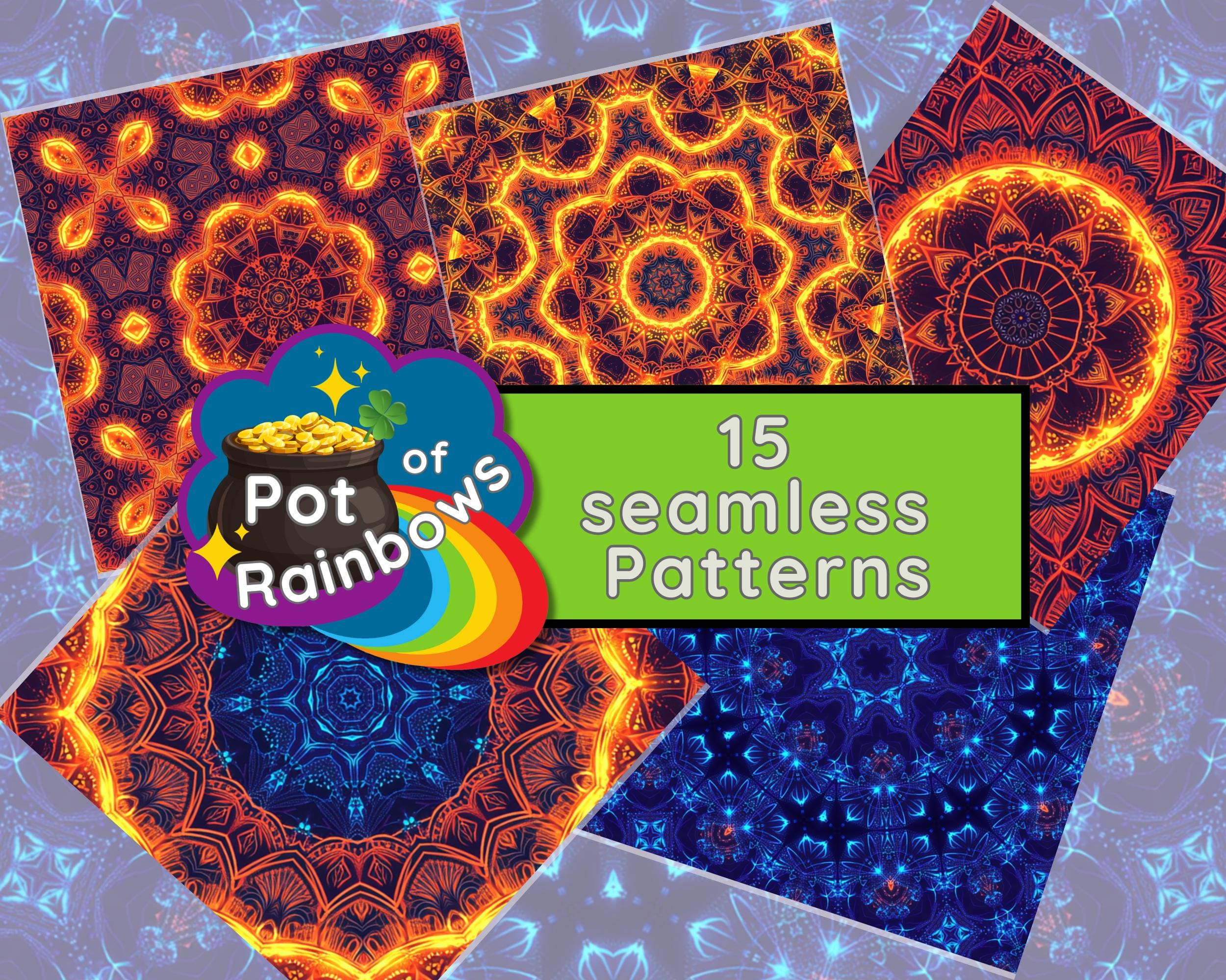 Mystical Mandala Seamless Patterns: Psychedelic Geometric Print (PNG ...