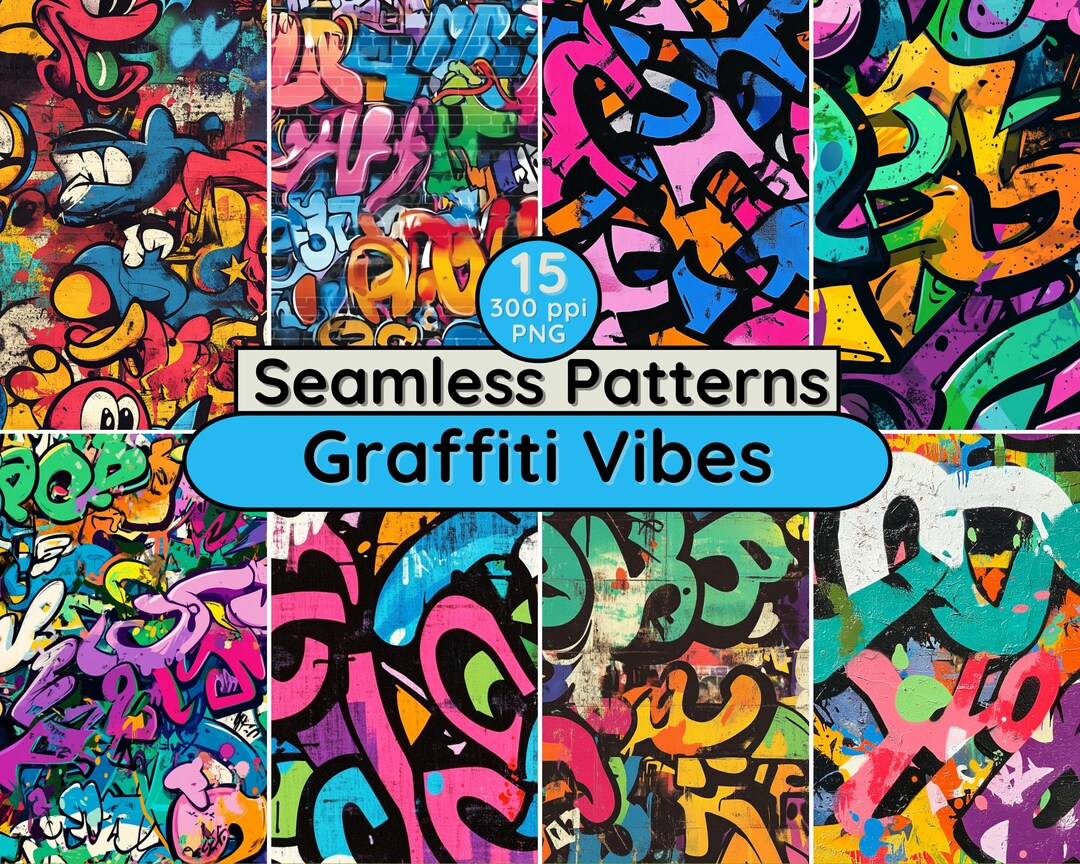 Graffiti Vibes Abstract Urban Street Art Seamless Patterns Background ...