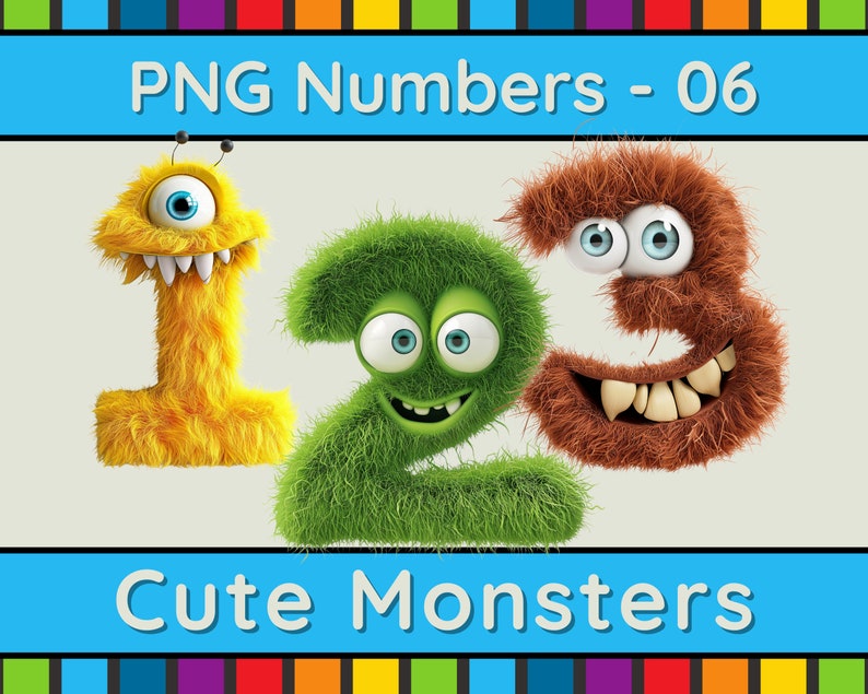 Monster Number Clipart: 0-9 PNG, DIY Scrapbooking (digital Download ...