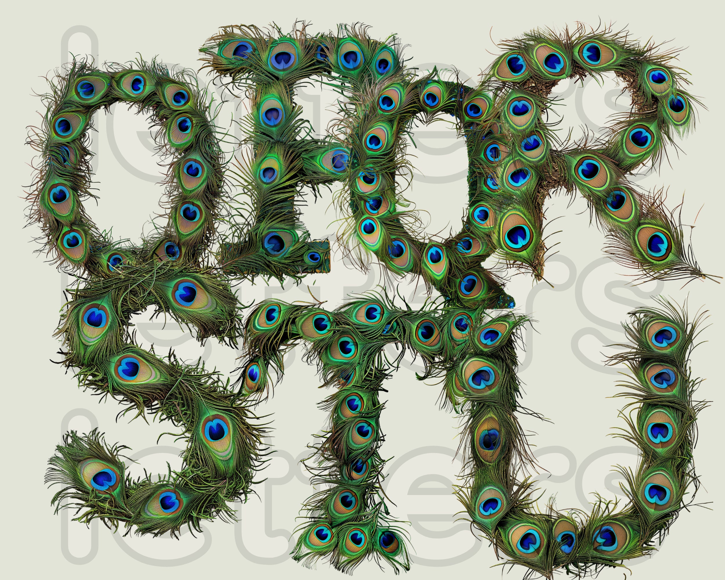 A to Z Clipart Font Peacock Typography Uppercase Alphabet Letters PNG ...